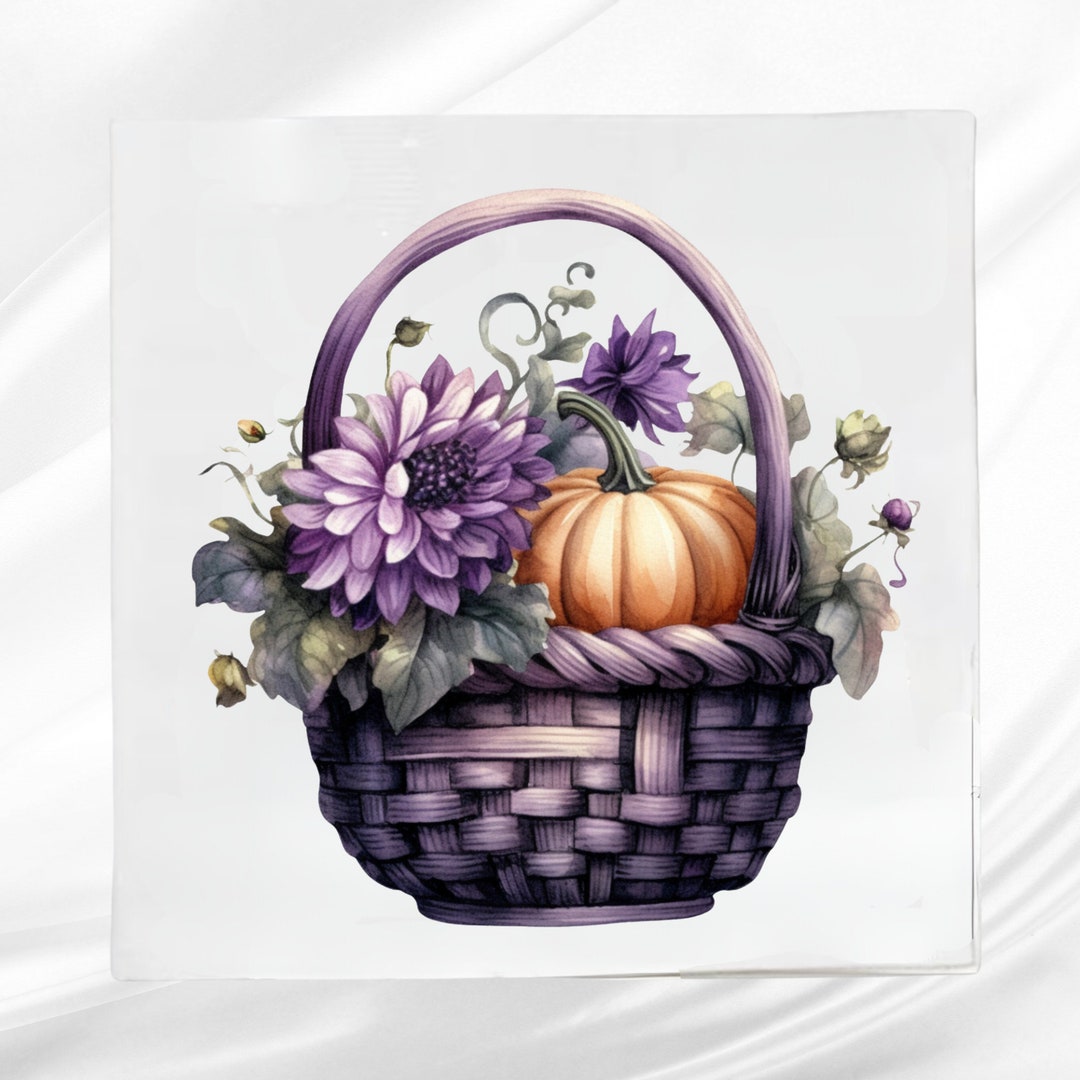 Purple Pumpkin Basket Fabric Panel: Fall Sewing Project - Etsy
