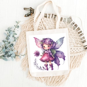 Purple Fairy Fabric Panel Quilt Block Square Fabric Panel for Sewing ...