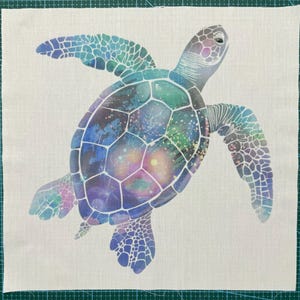 Pastel Sea Turtle Fabric Panel: Sea Shore Quilt Block - Etsy