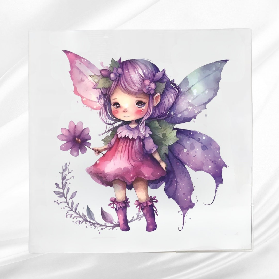 Purple Fairy Fabric Panel ~ Quilt Block ~ Square Fabric Panel for ...