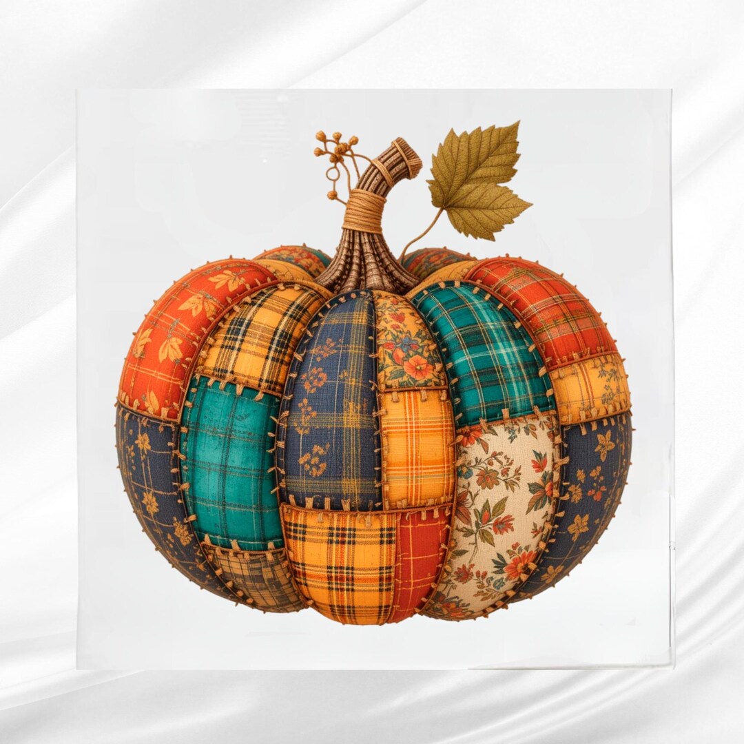 Patchwork Pumpkin Quilt Panel: Fall Floral Fabric Block - Etsy
