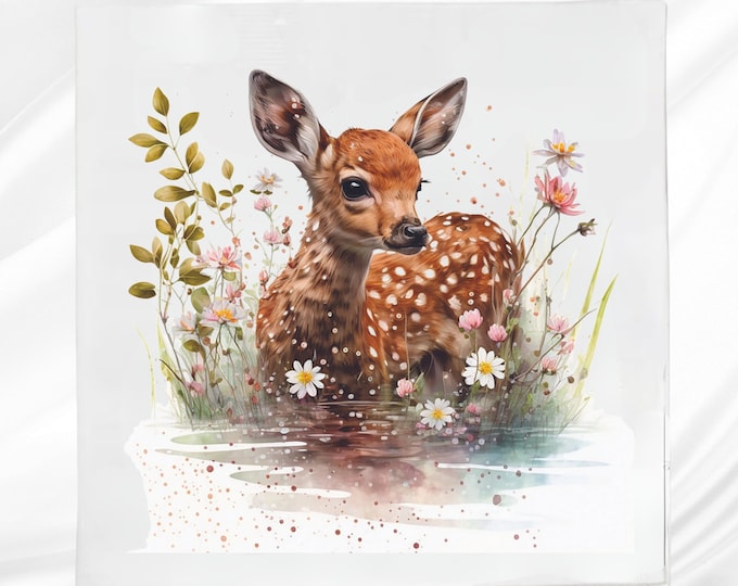 Woodland Animals Cotton Fabric Panels for Quilting, Deer, Fawn - Etsy ...