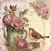 Decoupage Style Bird Fabric Panel Quilt Block Square Fabric Panel for ...