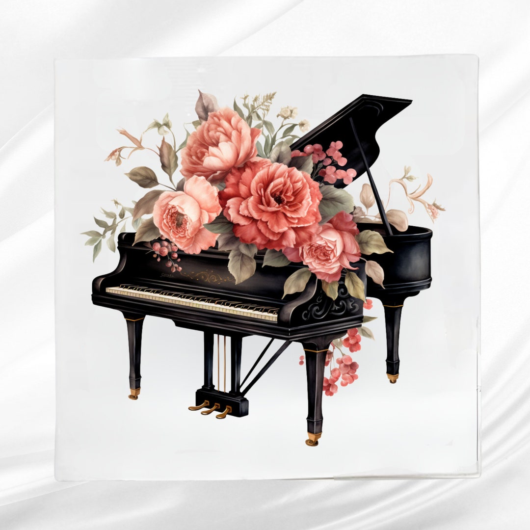 Black Piano Fabric Panel ~ Quilt Block ~ Square Fabric Panel for Sewing ...