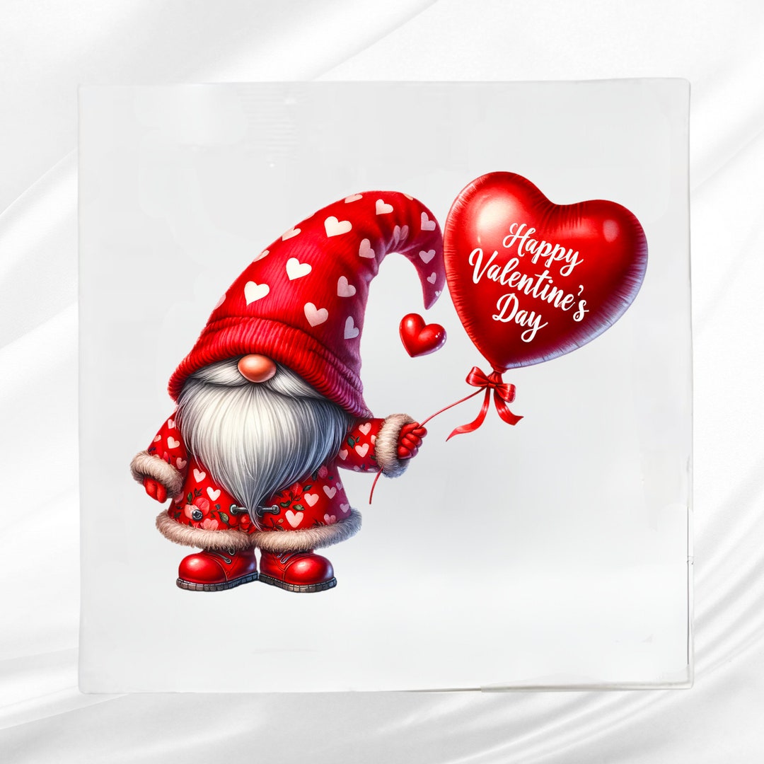 Happy Valentines Day Fabric Panel Red Gnome Quilt Block Square Fabric ...