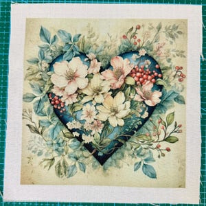 Floral Heart Fabric Panel: Sewing & Quilting Block - Etsy