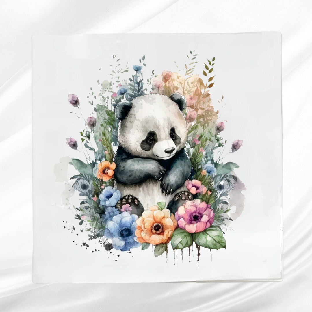 Floral Panda Fabric Panel: Square Quilt Block - Etsy