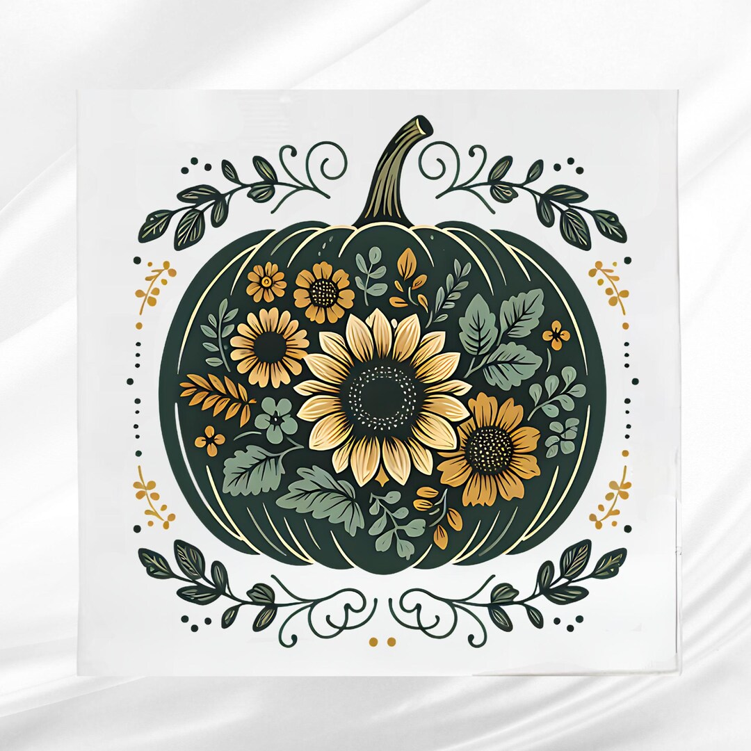 Floral Pumpkin Quilt Panel: Fall Sewing Fabric Block - Etsy