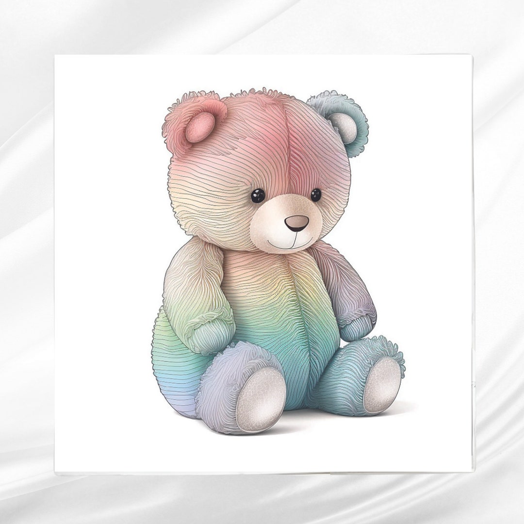 Pastel Bear Fabric Panel Quilt Block Square Fabric Panel for Sewing ...