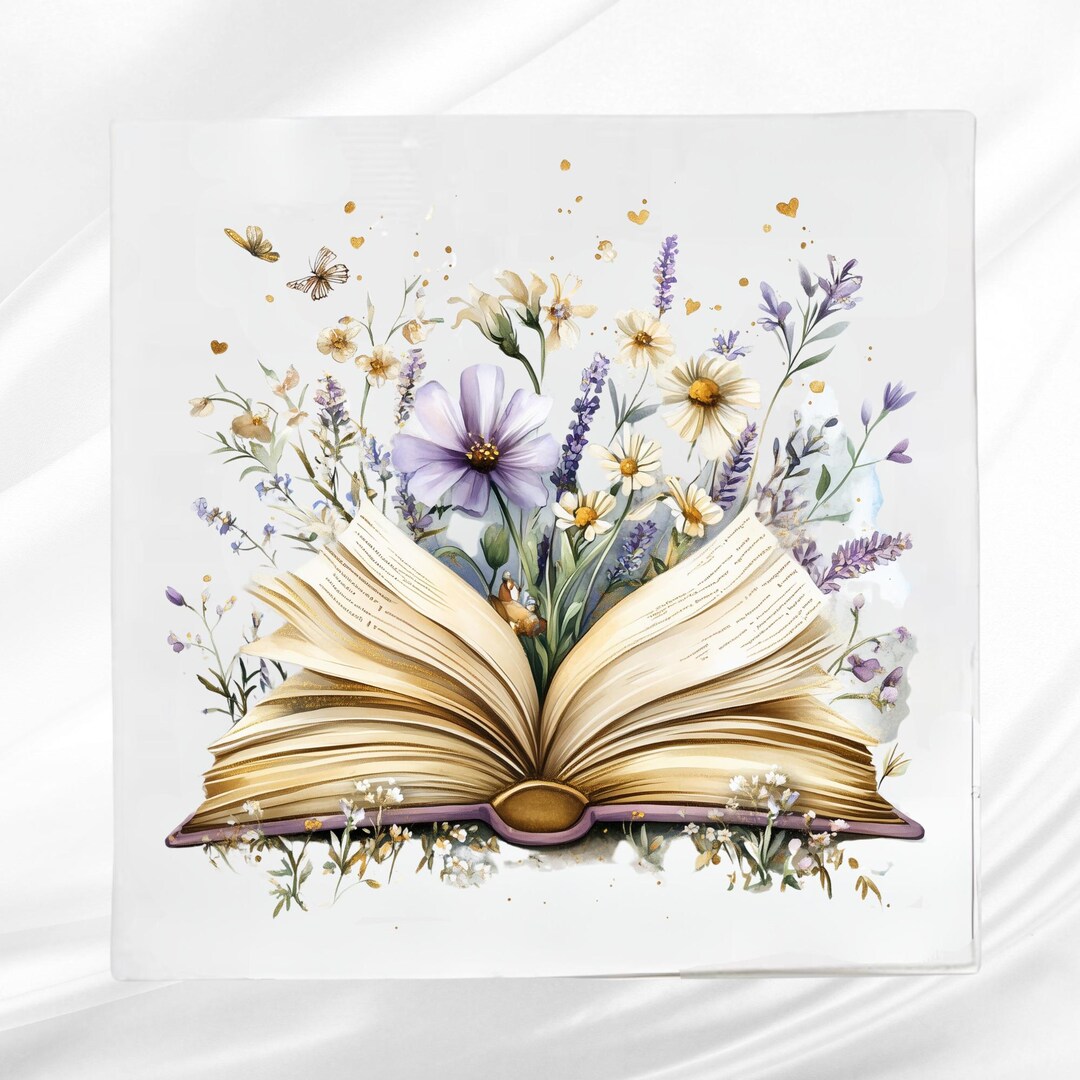 Purple Flowers Fabric Panel: Book Lover Quilt Block - Etsy