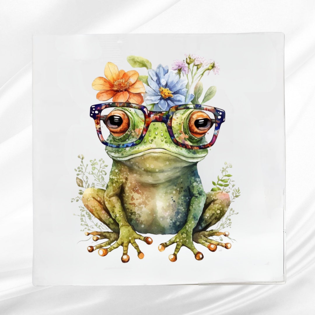 Cute Frog Fabric Panel ~ Frog Quilt Block ~ Square Fabric Panel for ...