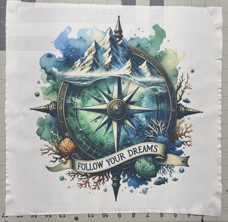 Nautical Compass Quilt Block: Cotton Poly Fabric Panel - Etsy