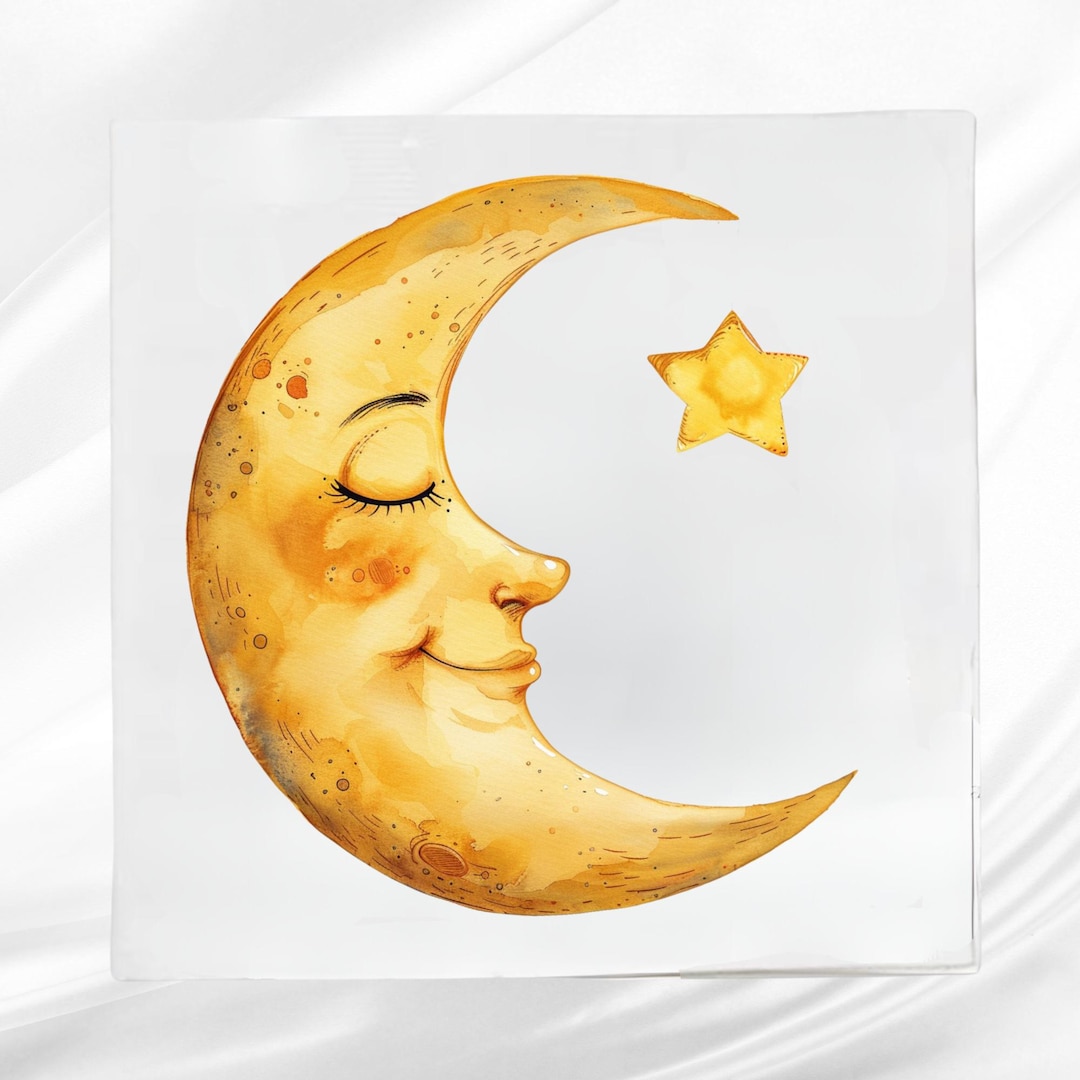 Crescent Moon Fabric Panel ~ Nursery Room Quilt Block ~ Square Fabric ...