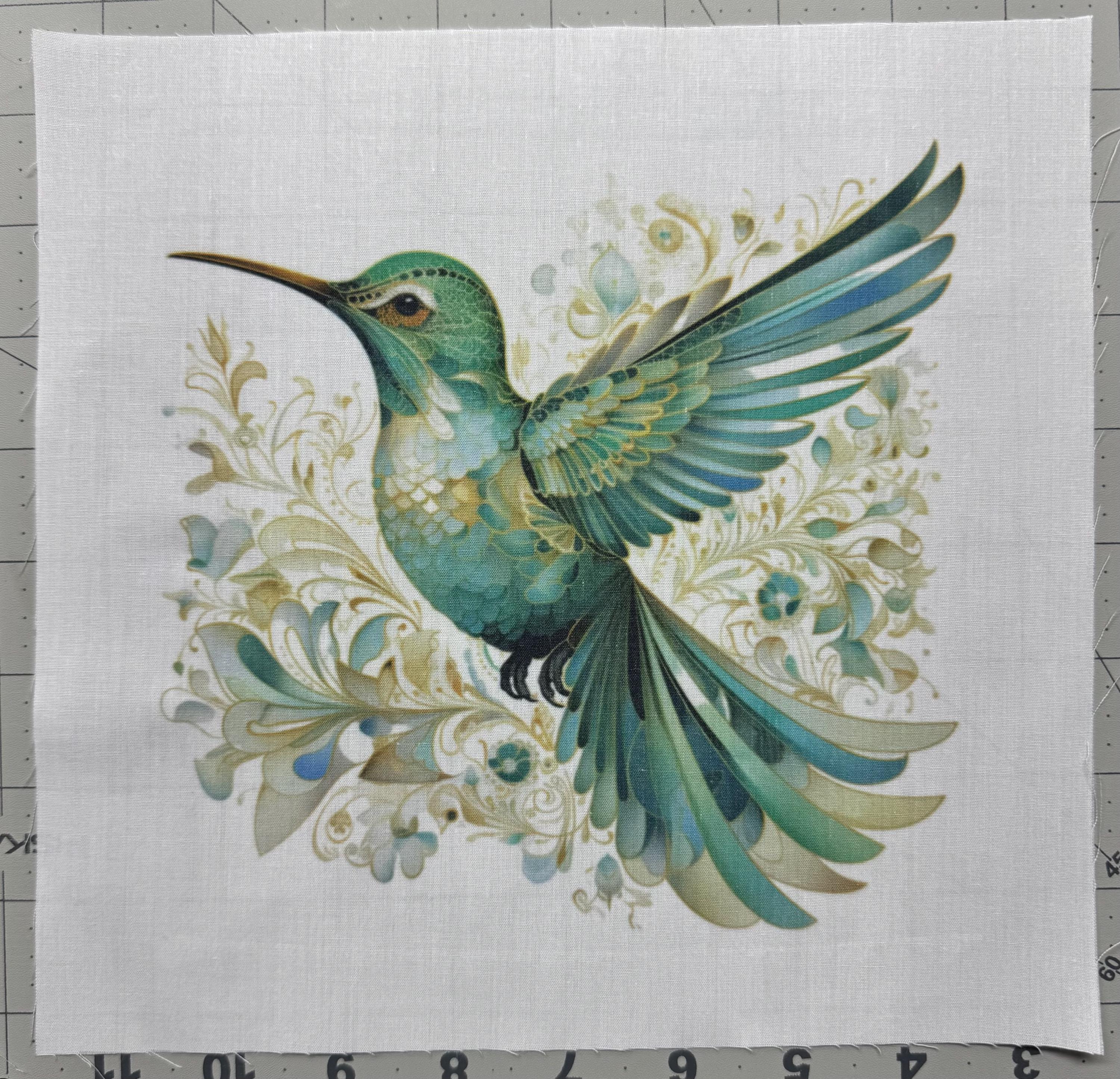 Stained Glass Hummingbird Fabric Panel: Cotton Blend Quilt Block - Etsy