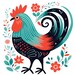 Colorful Rooster Fabric Panel Rooster Crafting Fabric Square Fabric ...