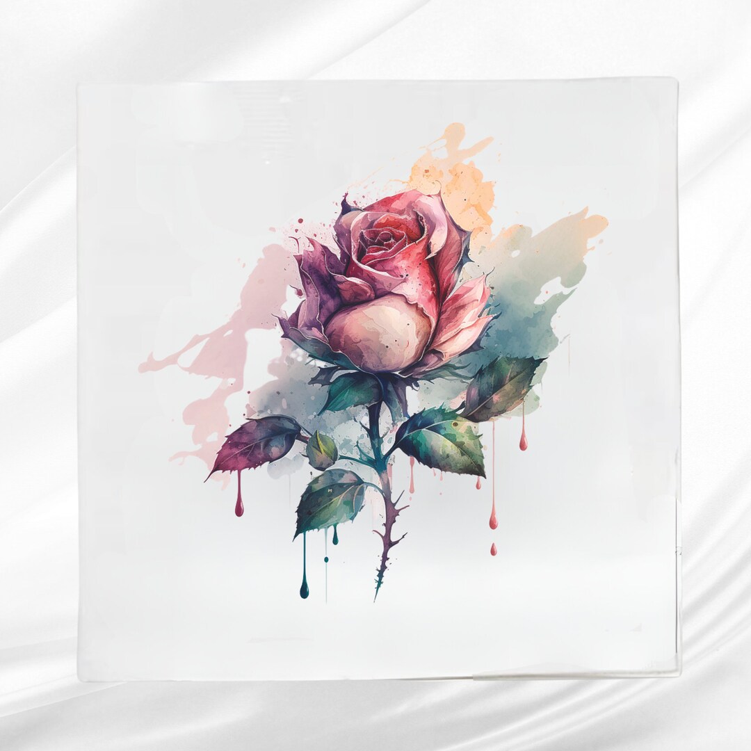 Pink Rose Fabric Panel ~ Rose Quilt Block ~ Square Fabric Panel for ...