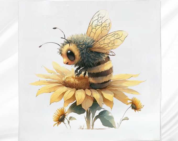 Sunflower Bee Fabric Panel ~ Bumble Bee Quilt Panel ~ Square Fabric ...