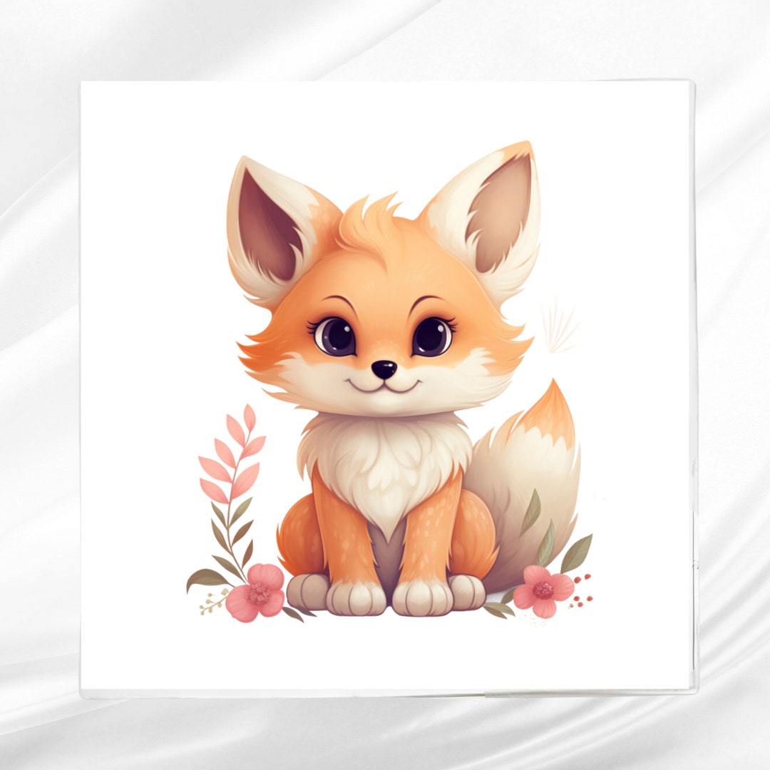 Baby Fox Fabric Panel Quilt Block Square Fabric Panel for Sewing ...