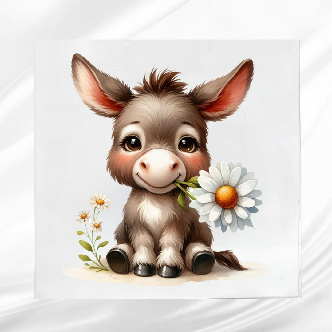 Baby Donkey Fabric Panel: Daisies Quilt Block - Etsy
