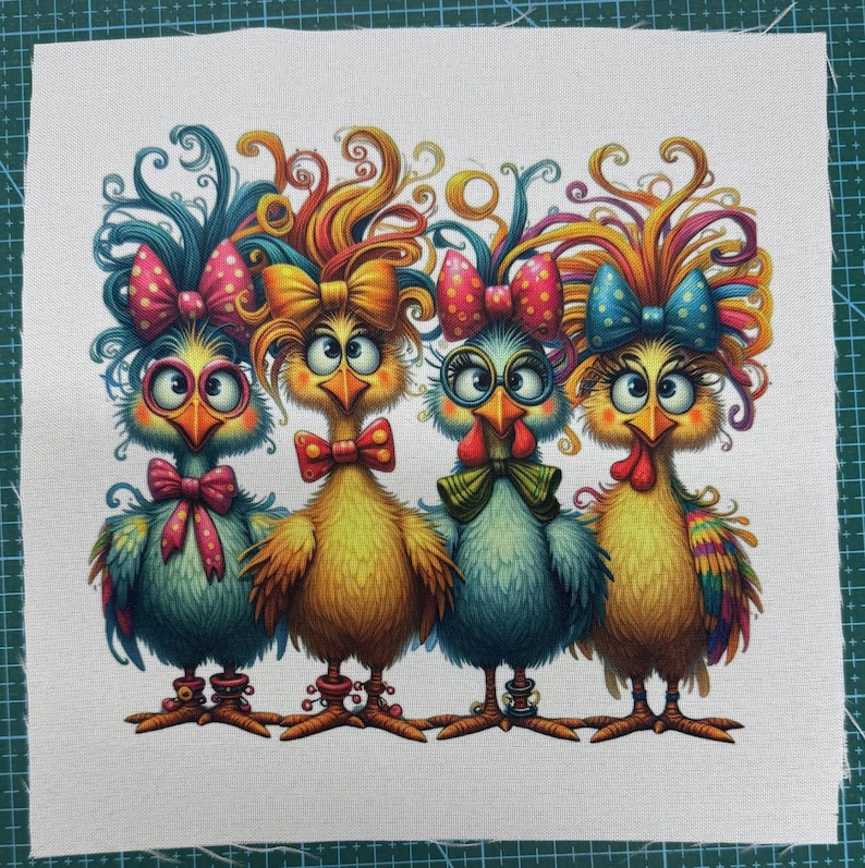 Funny Chicken Fabric Panel: Chicken Sisters Quilt Block - Etsy