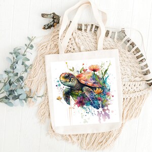 Floral Sea Turtle Fabric Panel Quilt Block Square Fabric Panel for ...