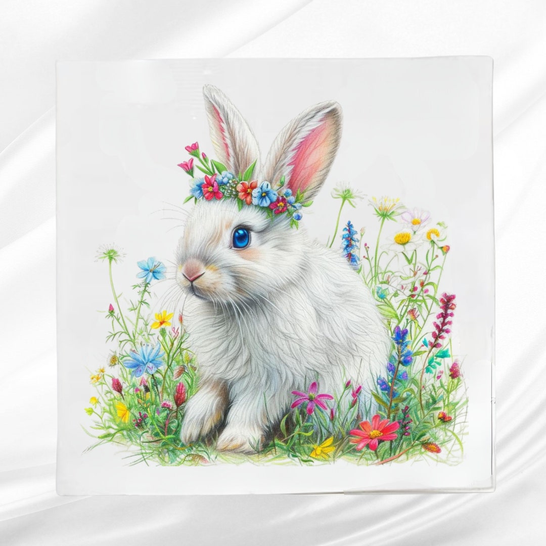 Spring Bunny Rabbit Fabric Panel ~ Easter Quilt Panel ~ Square Fabric ...