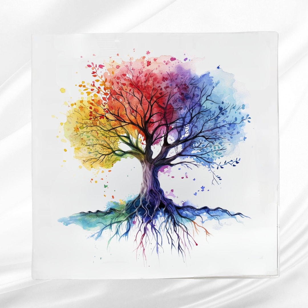 Tree Fabric Panel: Watercolor Quilt Square for Sewing - Etsy