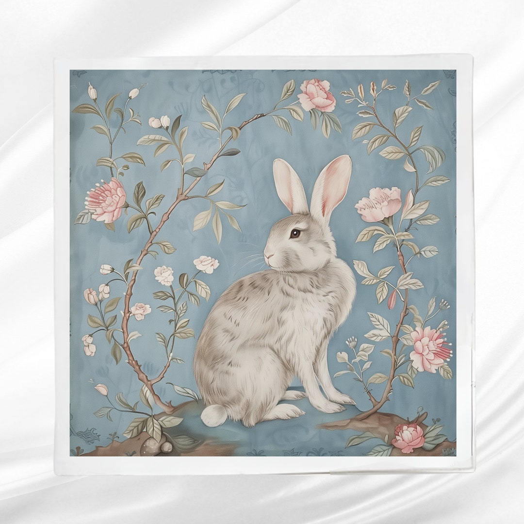 Chinoiserie Rabbit Fabric Panel: Easter Sewing Craft - Etsy