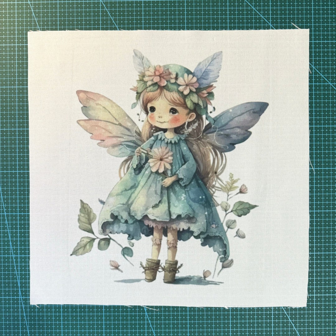 Blue Fairy Fabric Panel Fairy Fabric Square Square Fabric Panel for ...