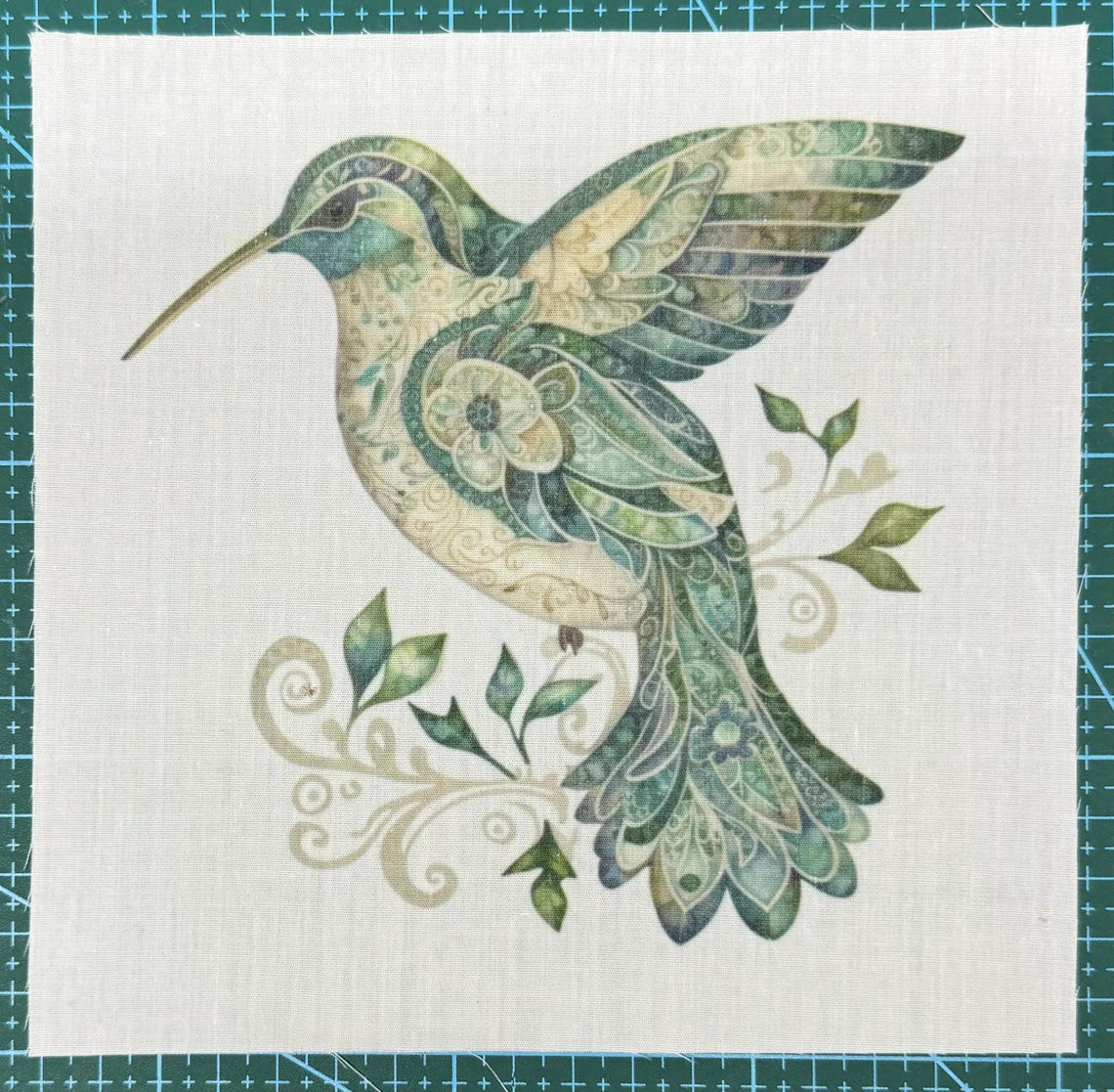 Stained Glass Hummingbird Fabric Panel: Sewing & Quilting Square - Etsy