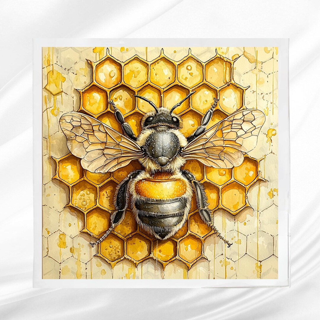 Bumble Bee Honeycomb Fabric Panel: Sewing & Quilting Square - Etsy