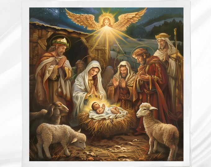 Nativity Scene Fabric Panel Christmas Quilt Block Square Fabric Panel ...