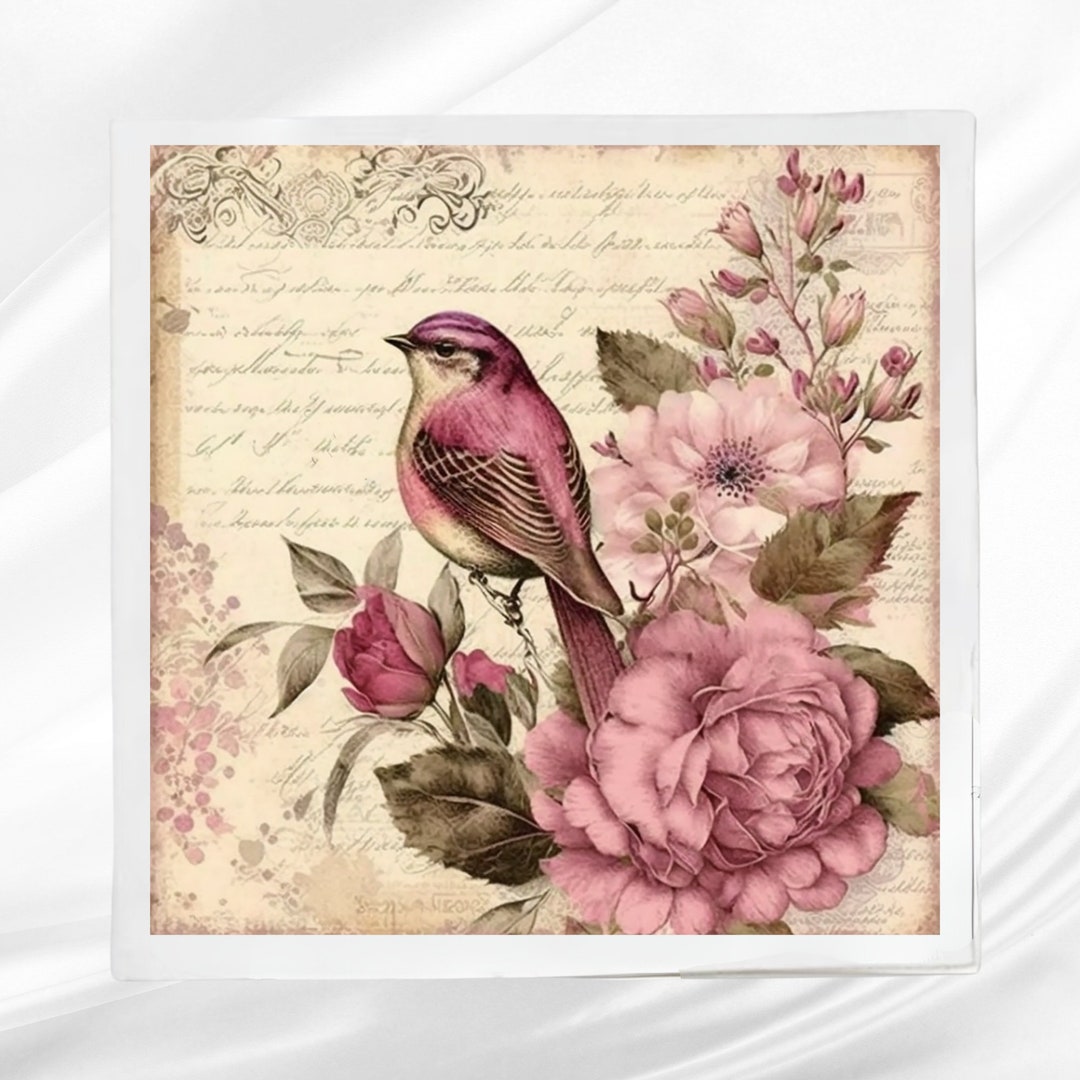 Bird Fabric Panel: Decoupage Style Quilt Block - Etsy
