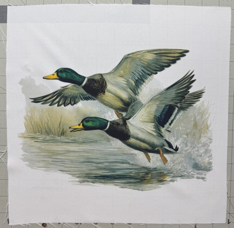 Flying Mallard Duck Fabric Panel: Quilt Block for Sewing Projects - Etsy