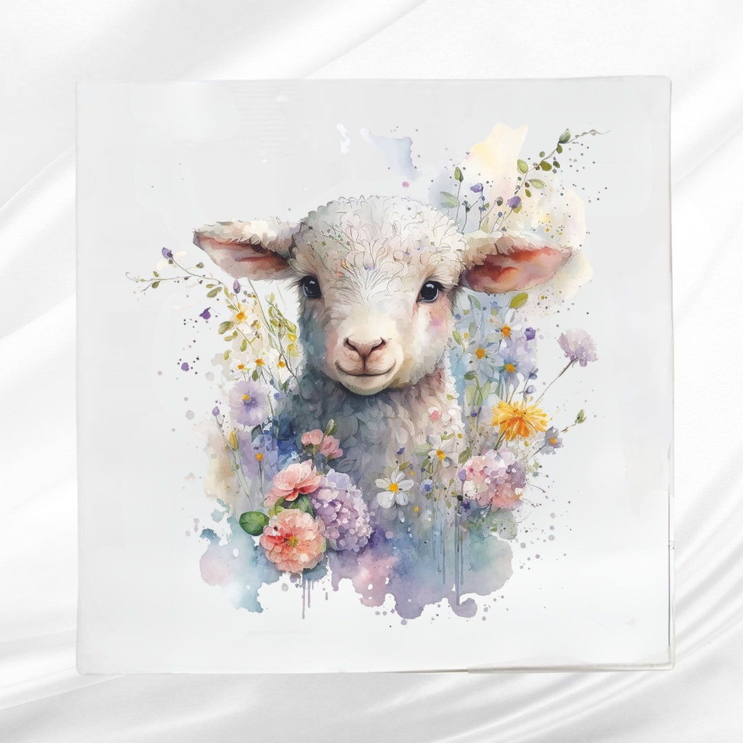 White Lamb Fabric Panel Quilt Block Square Fabric Panel for Sewing ...