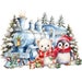 Christmas Train Fabric Panel Christmas Train Crafting Fabric Square ...