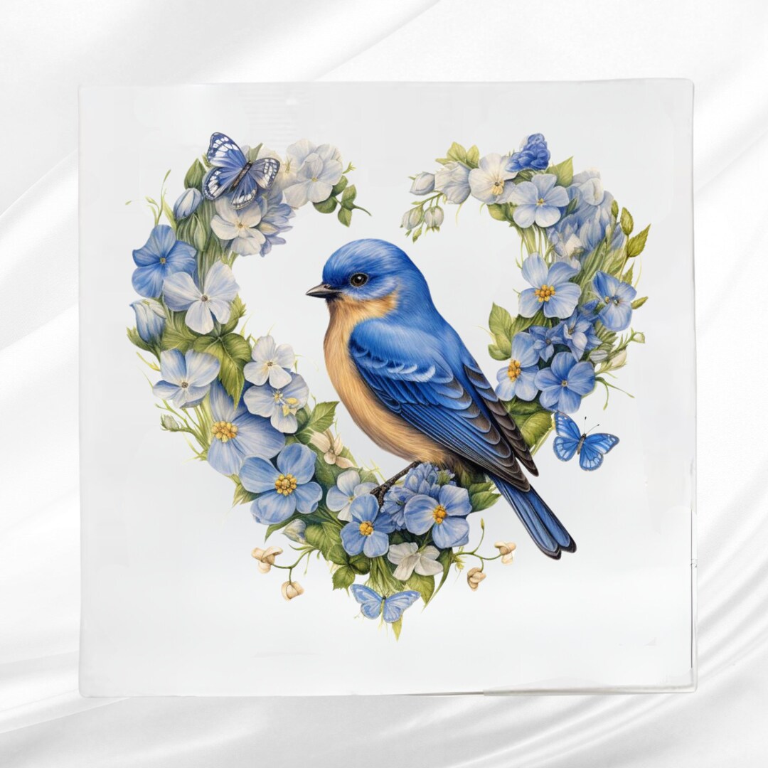 Bird Floral Heart Fabric Panel: Cotton Blend Quilt Block - Etsy