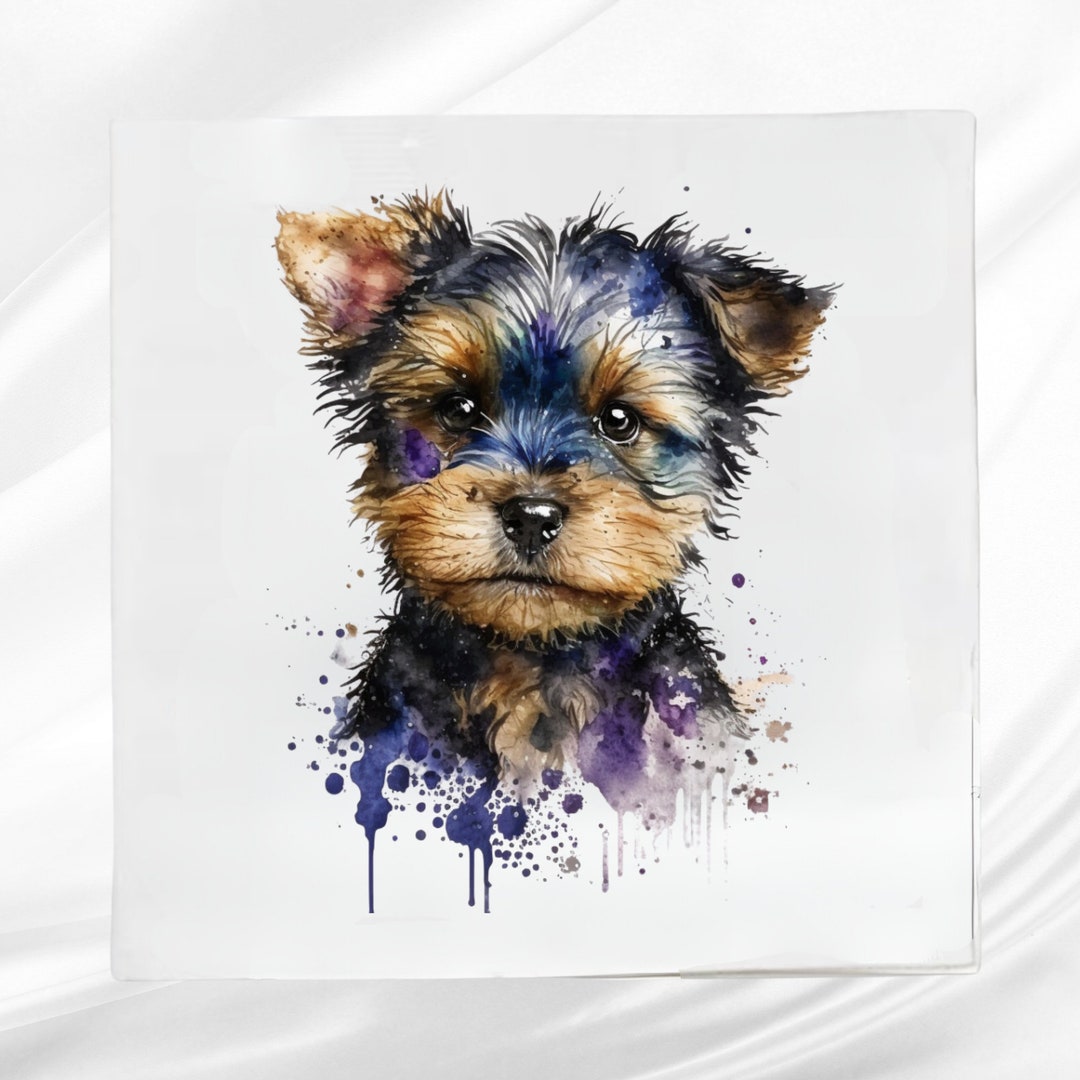 Yorkie Fabric Panel ~ Quilt Block ~ Square Fabric Panel for Sewing ...