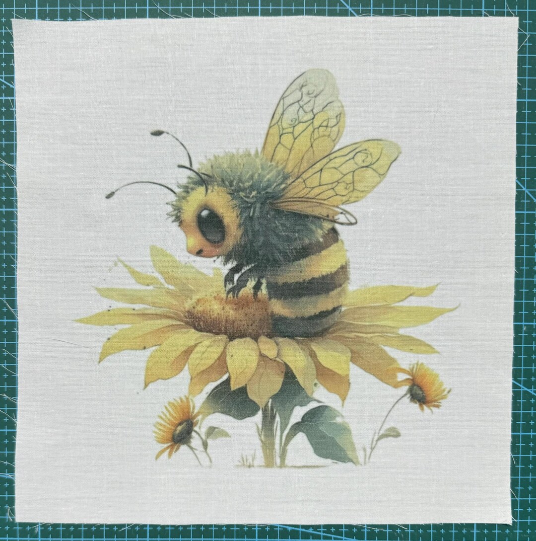 Sunflower Bee Fabric Panel Bumble Bee Quilt Panel Square Fabric Panel ...