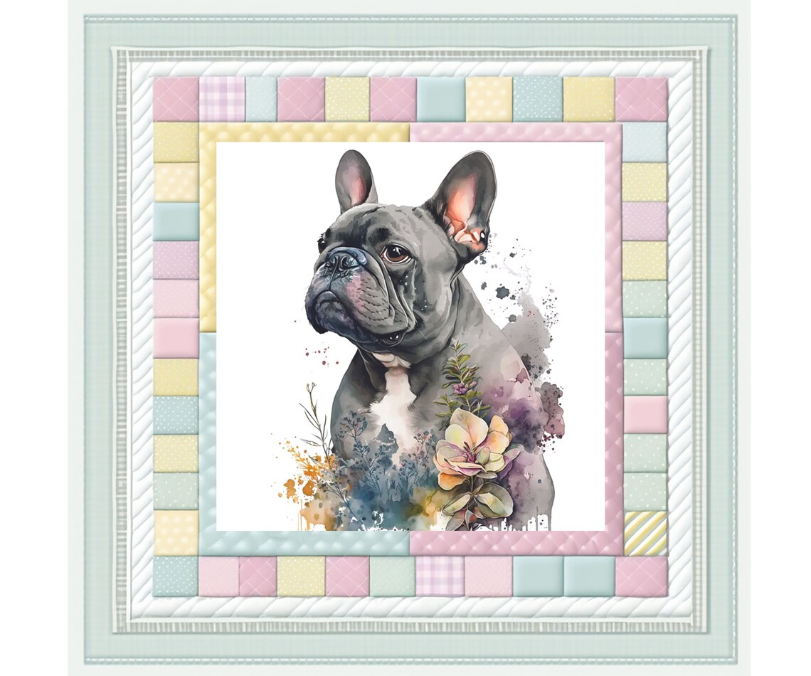 French Bulldog Fabric Panel: Cotton Blend Quilt Block - Etsy
