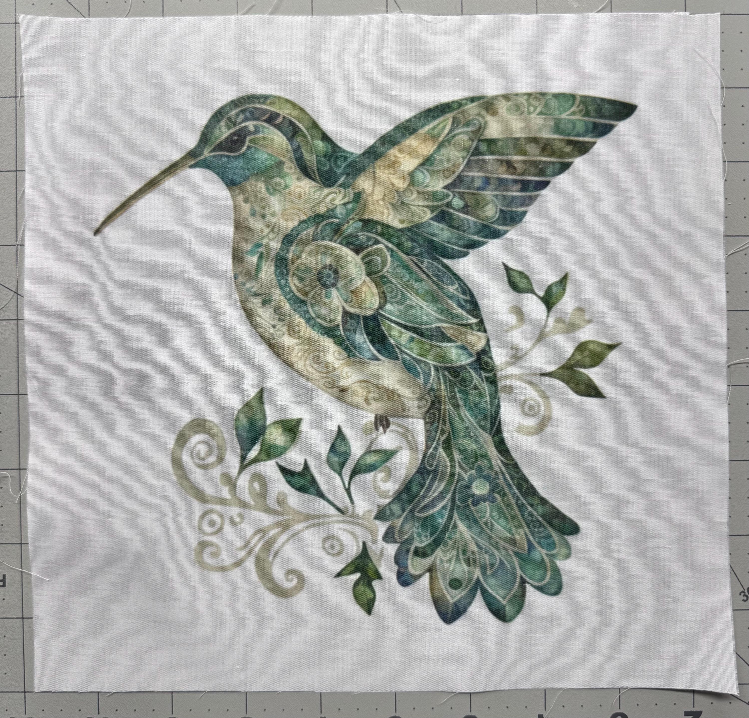 Stained Glass Hummingbird Fabric Panel: Sewing & Quilting Square - Etsy