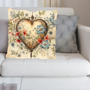 Victorian Floral Heart Fabric Panel: Quilt Block, Sewing Projects - Etsy