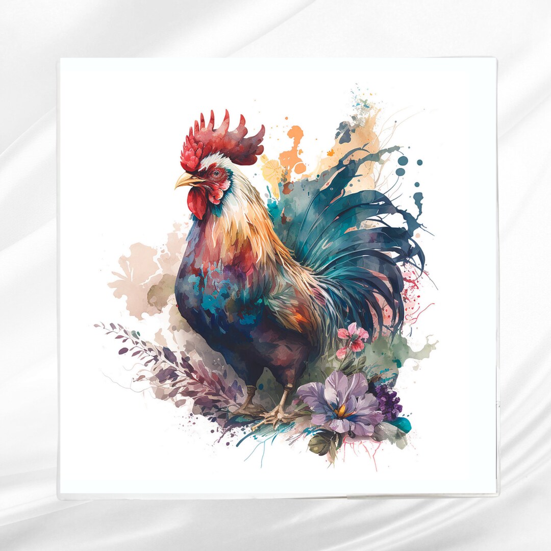 Rooster Fabric Panel ~ Rooster Quilt Block ~ Square Fabric Panel for ...