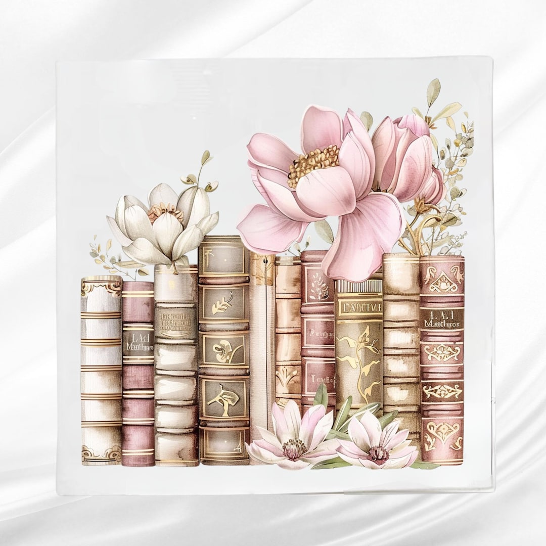 Pink Books Fabric Panel: Floral Book Lover Quilt Block - Etsy