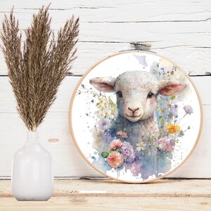 White Lamb Fabric Panel Quilt Block Square Fabric Panel for Sewing ...