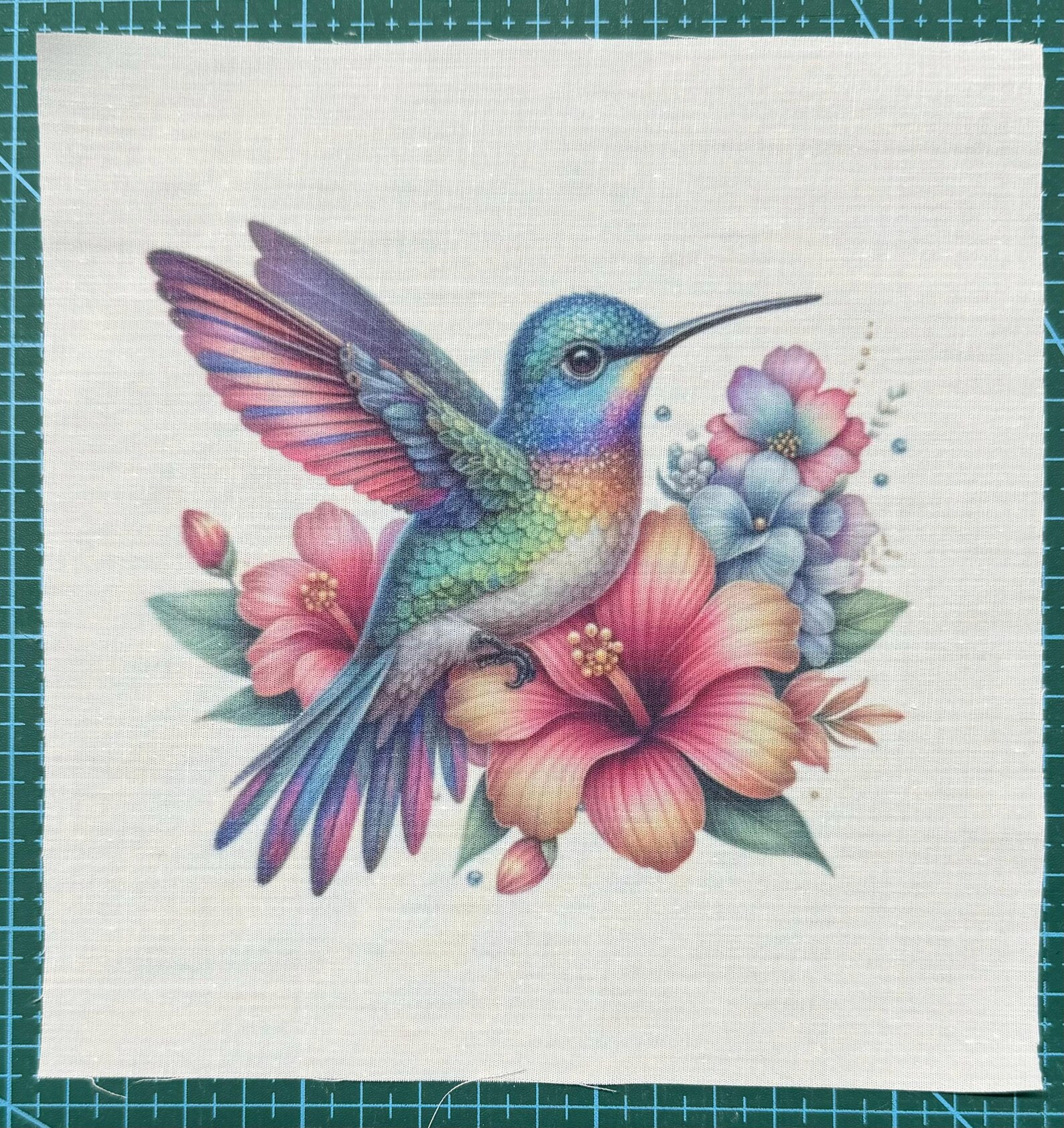 Hummingbird Fabric Panel: Floral Quilt Block, Sewing Projects - Etsy