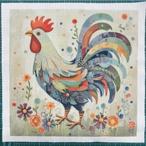 Key West Rooster Fabric Panel ~ Crafting Fabric ~ Square Fabric Panel ...