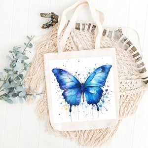 Blue Butterfly Fabric Panel Quilt Block Square Fabric Panel for Sewing ...