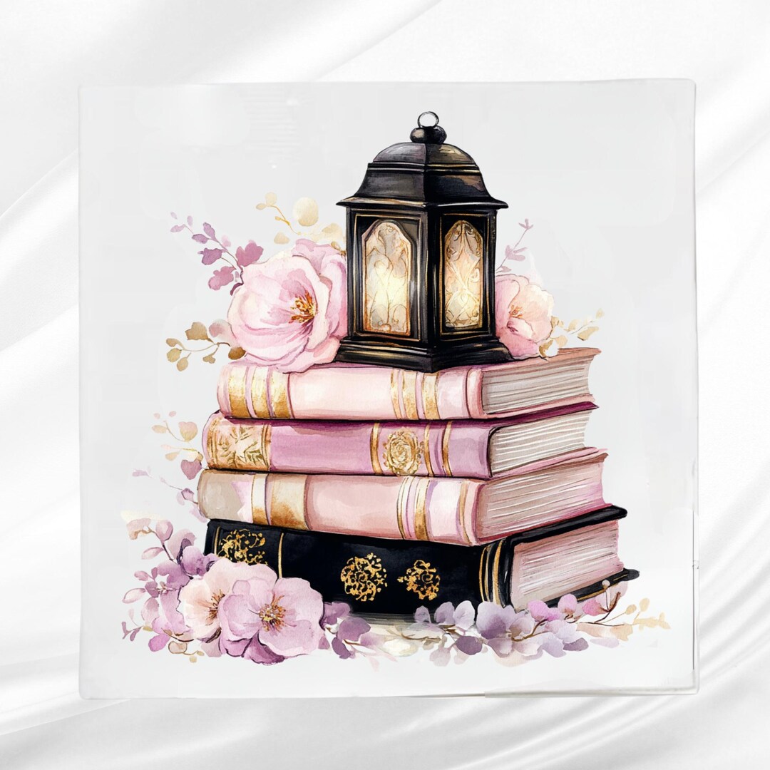 Books and Lantern Fabric Panel: Book Lover Quilt Block - Etsy