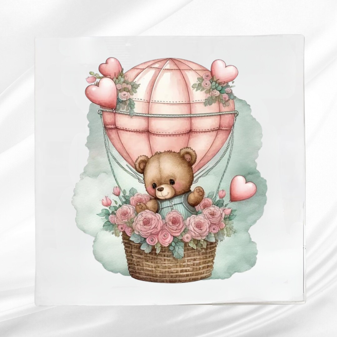 Bear in Ballon Fabric Panel Anchor Quilt Block Square Fabric Panel for ...